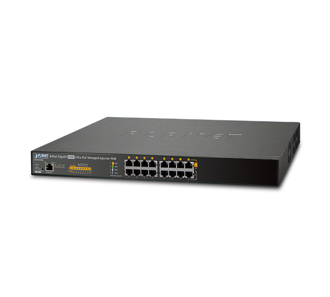 16-Port Gigabit 60W Ultra PoE Managed Injector Hub (600W)