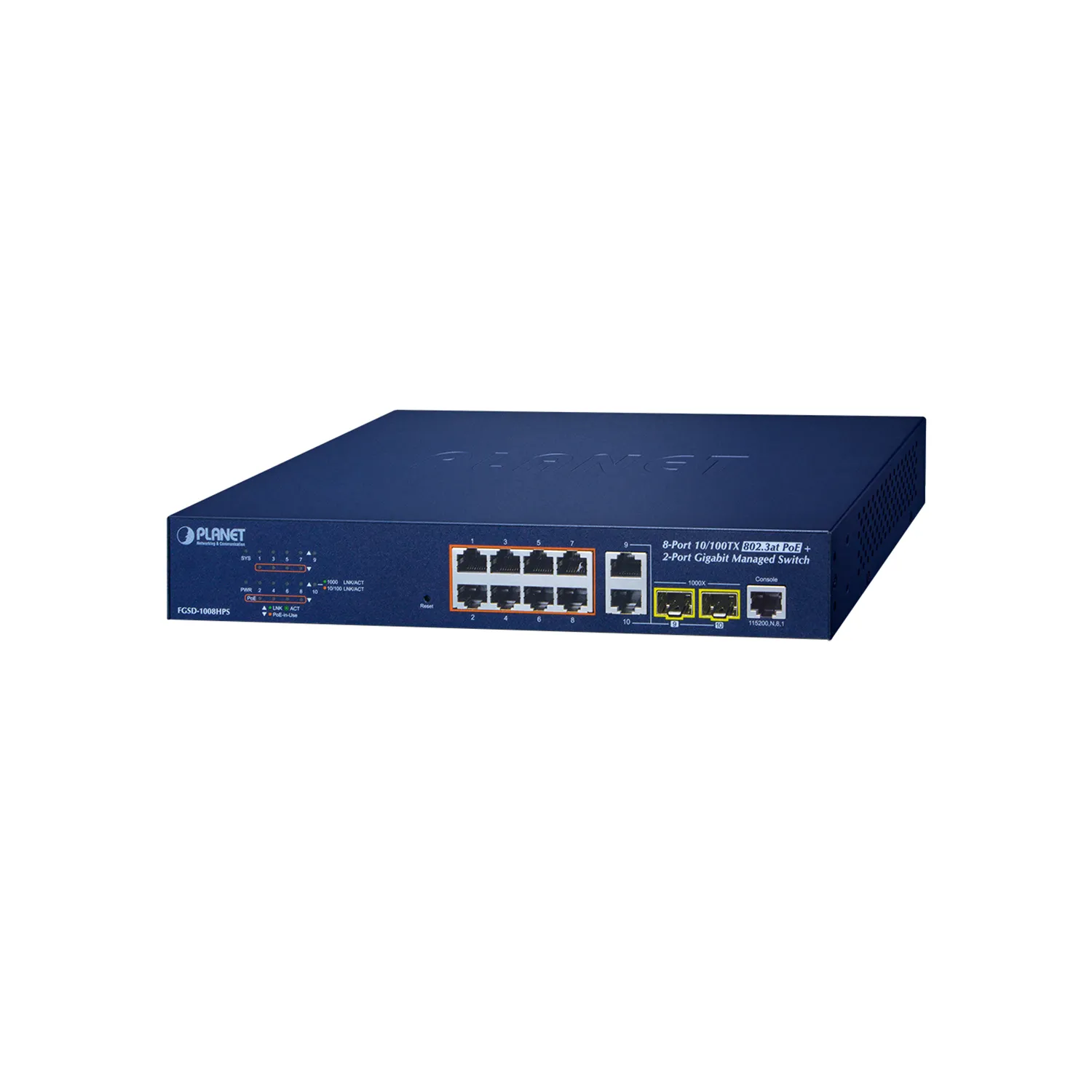 8-Port 10/100TX 802.3at High Power POE + 2-Port Gigabit TP/SFP Combo ...
