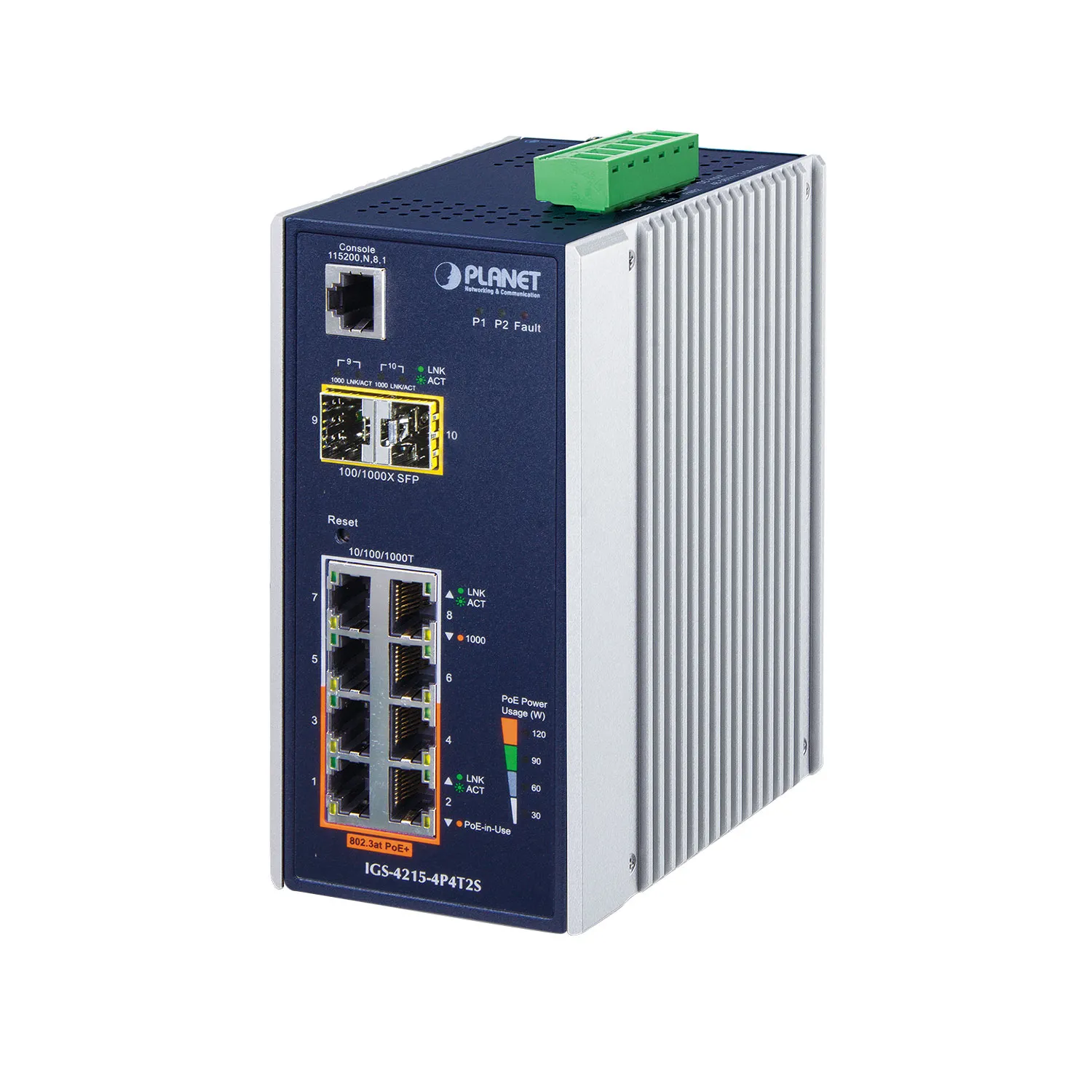 Industrial 4-Port 10/100/1000T 802.3at PoE + 4-Port 10/100/1000T + 2 ...